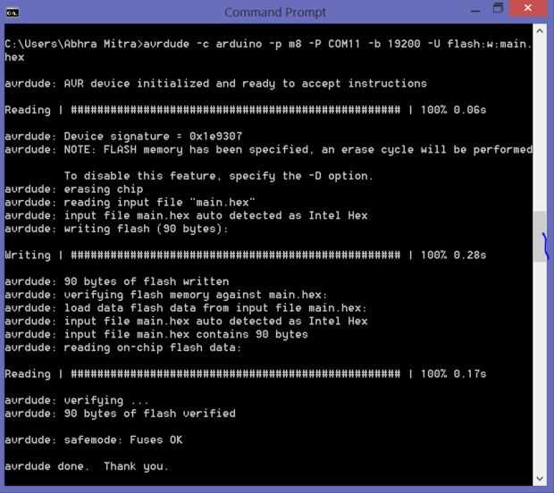 Programación AVR con Arduino como ISP sin gestor de arranque y cristal externo / Paso 13: Cargar ...