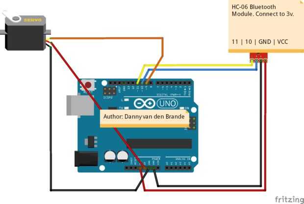 Arduino/Android - motor Servo de BLUETOOTH Android APP Control / Paso 1: Diagrama esquemático ...