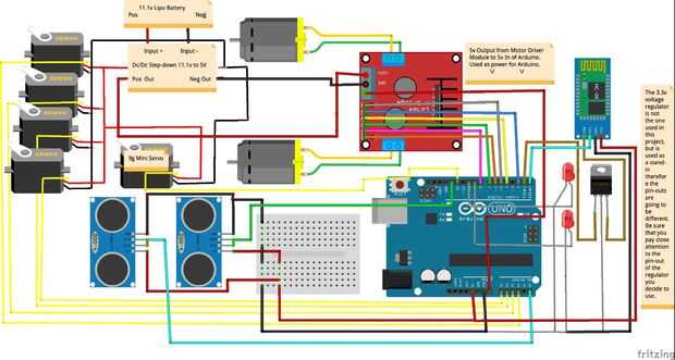 Tanque autónomo con brazo robótico (Arduino, Bluetooth) / Paso 5: Completar electrónica - askix.com