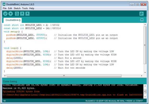 Programación ESP8266-12E utilizando software/IDE de Arduino / Paso 13: Escribir el primer ...
