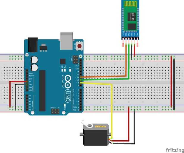 Cómo controlar el motor servo de app android / Paso 1: Diagrama del circuito - askix.com