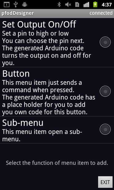 Generador De Código Para Menús Personalizados De Android Arduino Activar Salidas De Arduino Y