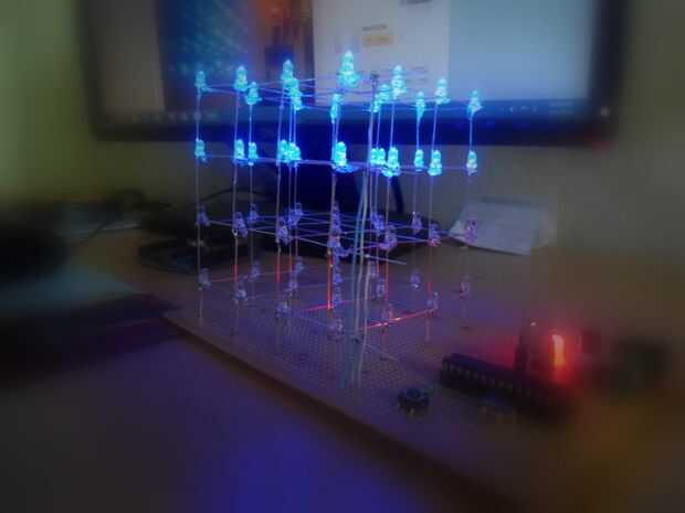 Simple LED cubo de 4 x con Arduino / 328p - askix.com Simple LED cubo de 4 x con Arduino / 328p - askix.com