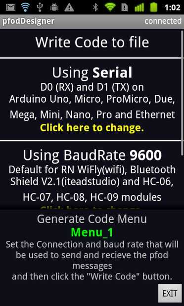 Generador De Código Para Menús Personalizados De Android Arduino Activar Salidas De Arduino Y