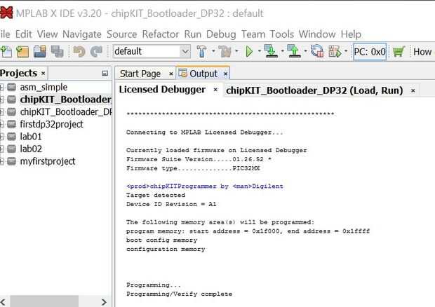 Configurar chipKIT dp32 utilizar Arduino IDE / Paso 7: MPLAB X configurar es completa - askix.com
