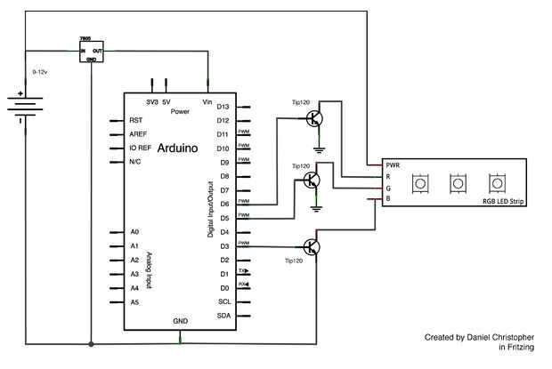 Circuito de tira de LED RGB con Arduino / Paso 3: Montar el circuito - askix.com